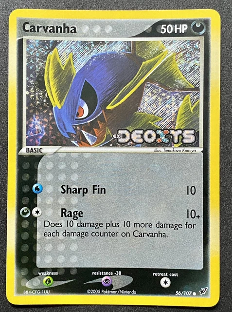 ORIGINAL POKÉMON TCG Carvanha Ex Deoxys Set Card 56/106 Reverse Holo ...
