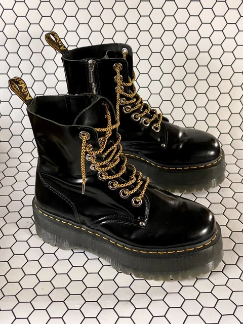 DOC DR MARTENS Jadon Max Black Patent Leather Platform Boots Uk 9 Punk ...