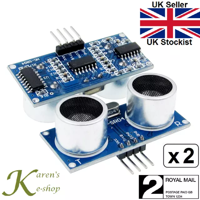2 X HC-SR04 Ultrasonic Distance Measuring Sensor Modules for Arduino £4 ...