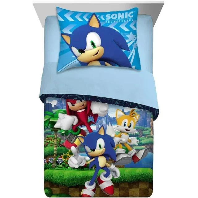 SONIC THE HEDGEHOG "Speed Freak" Twin / Full Comforter Bedding Set w ...