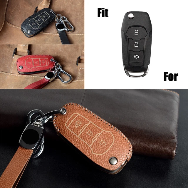 GENUINE LEATHER CAR Key Fob Case Cover For Ford Focus MK4 Explorer F ...