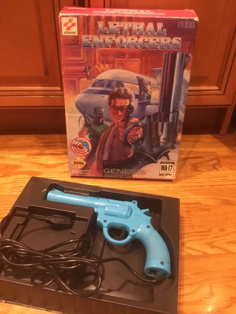 VTG SEGA GENESIS JUSTIFIER Light Gun Blue Pistol Lethal Enforcers ...