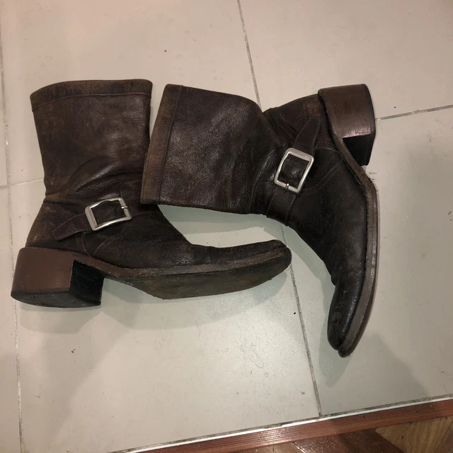 DSQUARED2 BROWN LEATHER Biker Boots Mens 41 7.5 8 height diesel ...