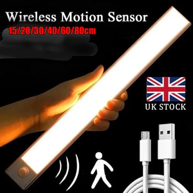 LED PIR MOTION Sensor Strip Light USB Rechargeable Magnetic Cabinet ...