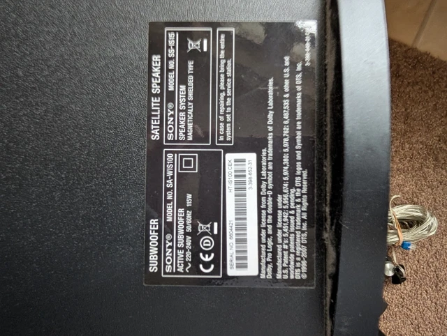 SONY HT-IS100 AMP Surround Sound Home Theatre, 5 Speakers and Subwoofer ...