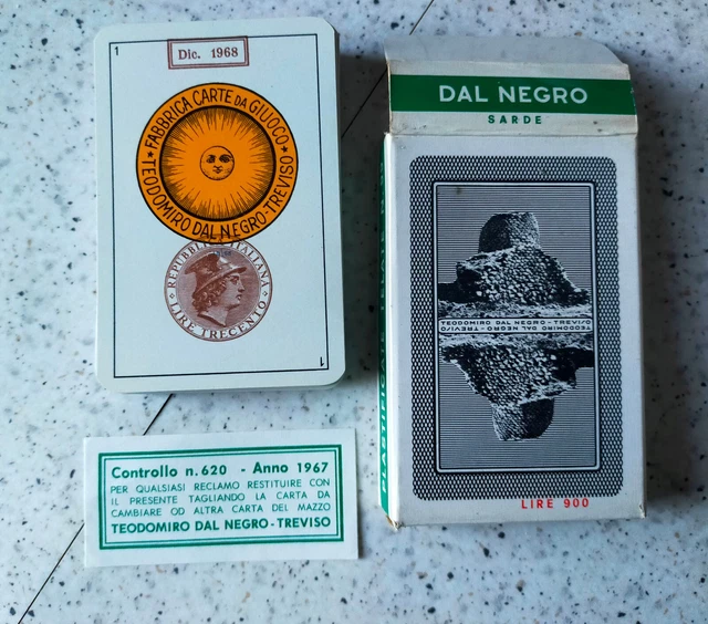 BOLLO 1968 MAZZO di 40 carte da gioco Dal Negro plastificate SARDE con ...