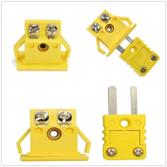 K TYPE THERMOCOUPLE Miniature Socket Plug Connector Yellow 1 Set Alloy ...