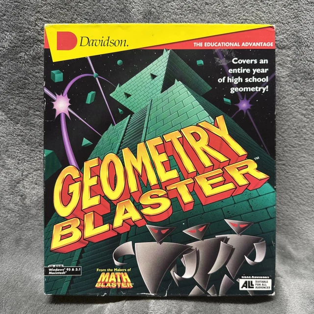 NEW VTG DAVIDSON Math Blaster Geometry CD-ROM Educational Big Box ...