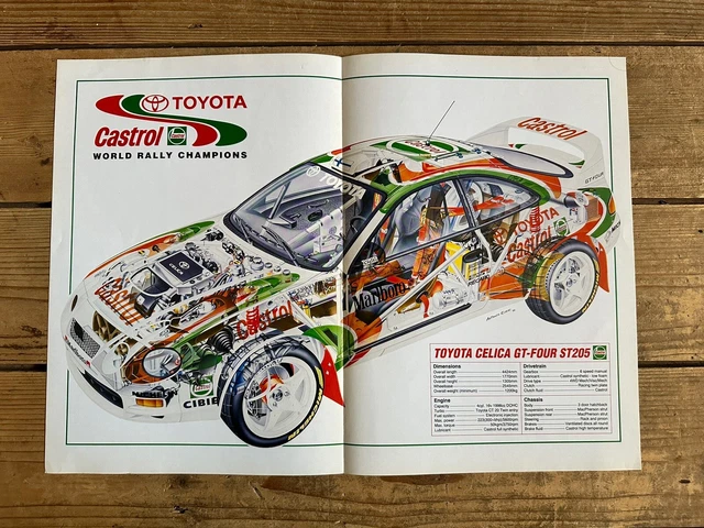 CASTROL RALLY TOYOTA Celica GT Four WRC Brochure Poster ST205 TTE ST165 ...