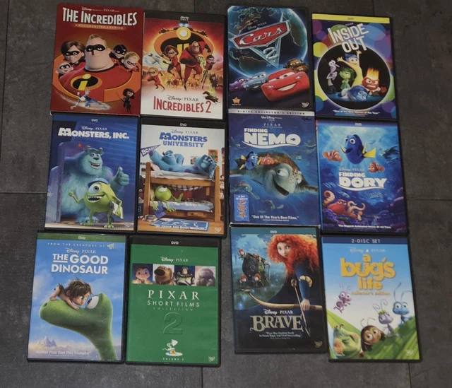 DISNEY DVD LOT Of 12 Pixar, Monsters Inc, Cars 2, Finding Nemo, Inside ...
