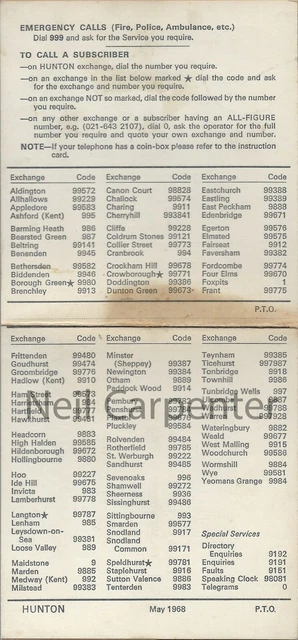 GENUINE GPO 200 Series drawer card. Hunton May 1968 £17.36 - PicClick UK