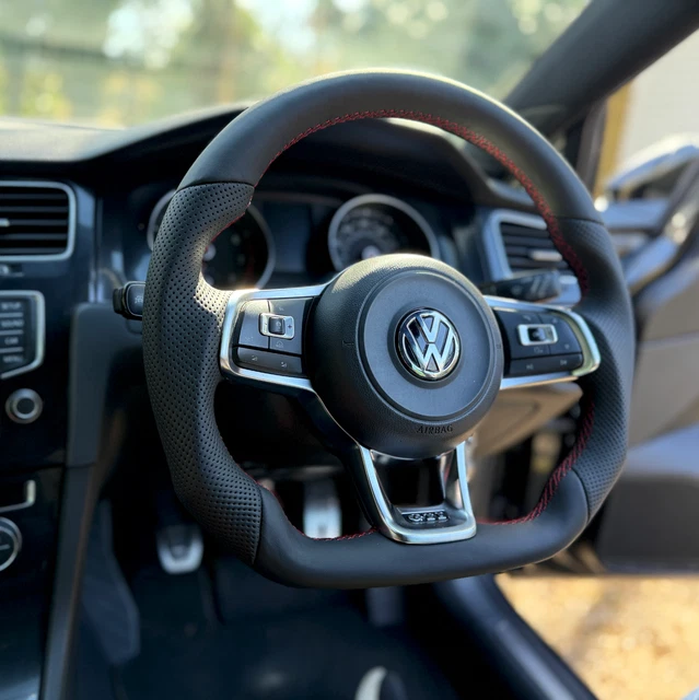 LEATHER STEERING WHEEL for VW Golf MK7 MK7.5 GTI R GTD Polo 2013-20 ...