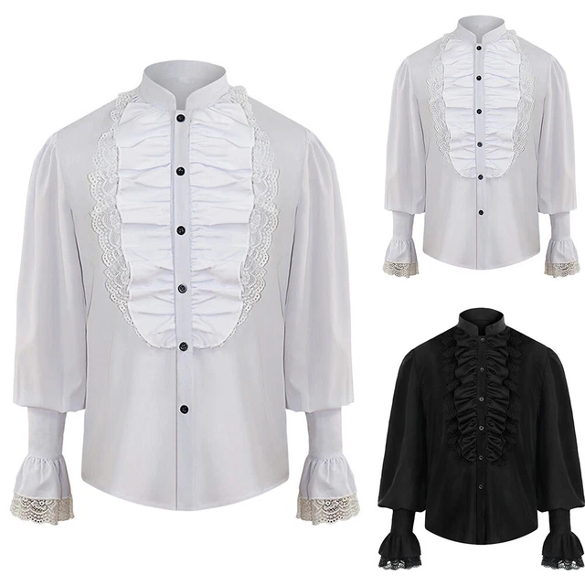 CAMICIA GOTICA UOMO Rinascimentale Steampunk Pirata Vampiro Camicetta Coloniale EUR 29,71 ...