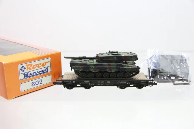 H0 ROCO MINITANKS 802 Bundeswehr Schwerlastwagen Panzer Leopard II DC OVP L14 8 EUR 23,61 ...