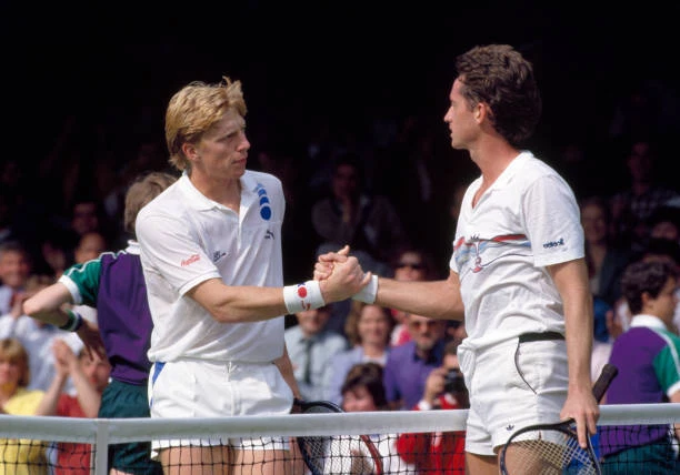 BORIS BECKER OF West Germany and Peter Doohan of Australia shake - Old ...