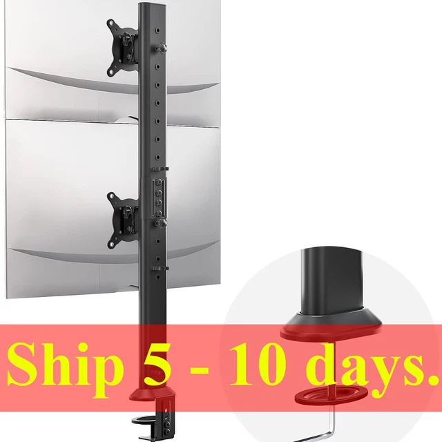 DUAL MONITOR ARTICULATING Desk Mount Arm Stand - Vertical Stack Screen ...