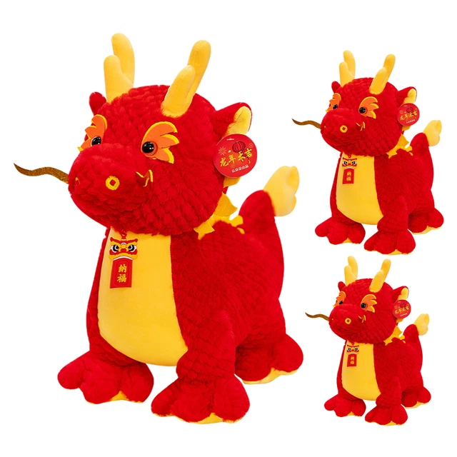2024 DRAGON YEAR Mascot Plush Toy Chinese Dragon Puppet Doll New Year ...