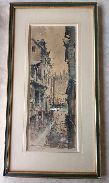 DENIS VERSPECHT AQUARELLE ANCIENNE RUE SAINT ANTOINE PORT HONFLEUR 38x15cm EUR 65,00 - PicClick FR