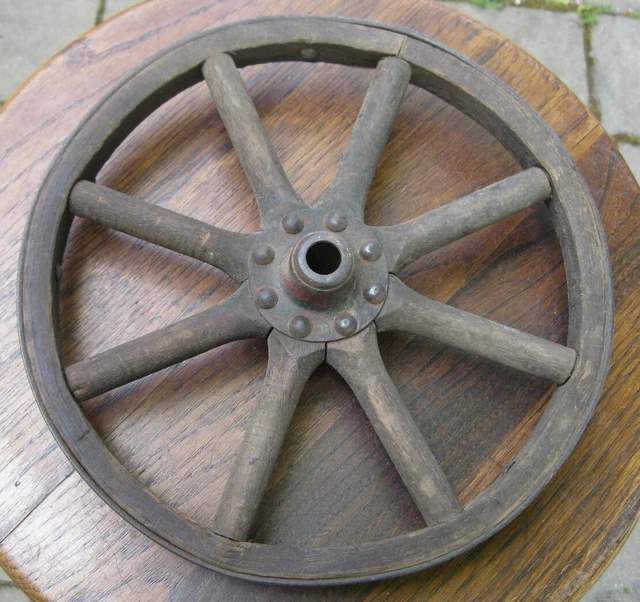 ANTIQUE WOOD WHEEL For Cart Wheelbarrow Buggy Child's Wagon Wooden ...