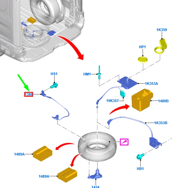 FORD TRANSIT MK4 Spare Wheel Carrier Release Cable 2549337 NEW GENUINE ...
