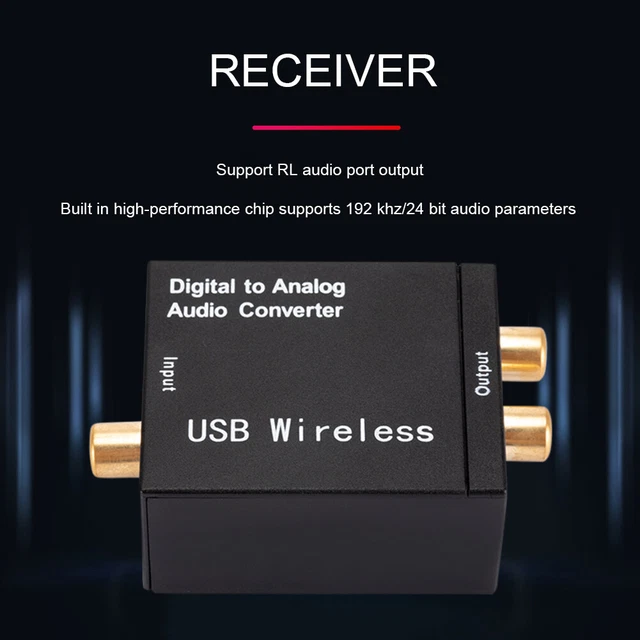 192KHZ DIGITAL TO Analog Receiver with Optical Cable 1m for Amp ...