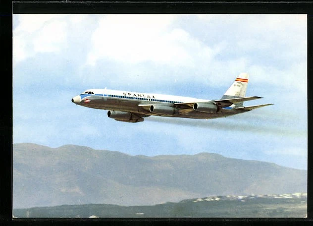 FLUGZEUG CONVAIR CV 990 A Coronado von Spantax im Flug, Ansichtskarte ...