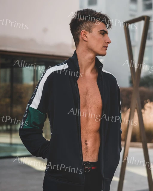 MALE MODEL PRINT Beefcake Handsome Shirtless Muscular Slender College ...