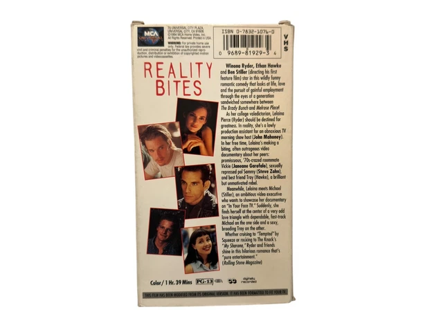 REALITY BITES VHS 1994 Winona Ryder Ben Stiller 1994 £9.75 - PicClick UK