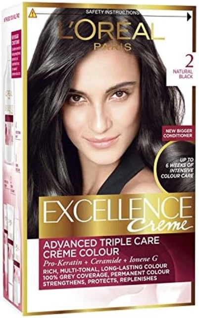 L'OREAL PARIS EXCELLENCE Creme Permanent Hair Dye, 2 Black £14.98 ...