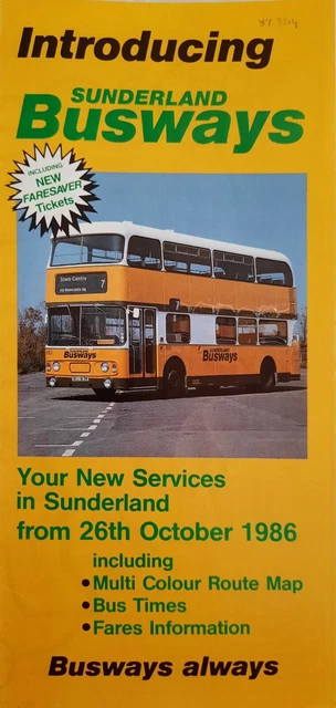 INTRODUCING SUNDERLAND BUSWAYS colour Route Map timetable Guide Oct ...