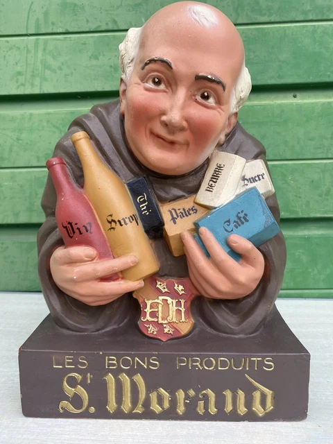 STATUE PUBLICITAIRE ÉPICERIE années 40-50 rare moine alimentation St ...