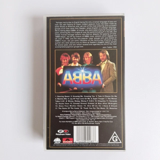 ABBA GOLD GREATEST Hits (VHS 1992) Music Polydor Rare 19 Hit Songs ...