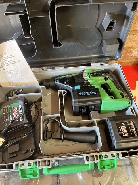 HITACHI DH 24DVC Cordless 24v SDS Hammer Drill Set 2x 2.0Ah Batteries ...