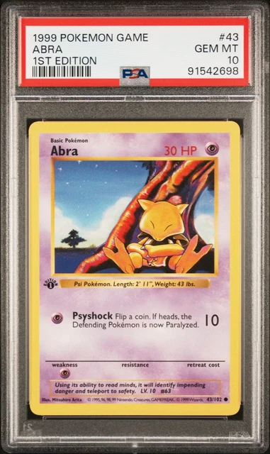 GCC POKÉMON - Abra - 43/102 - 1a edizione - Set base senza ombre [PSA ...