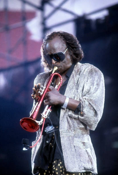 AMERICAN JAZZ MUSICIAN Miles Davis performs on stage during the Am ...