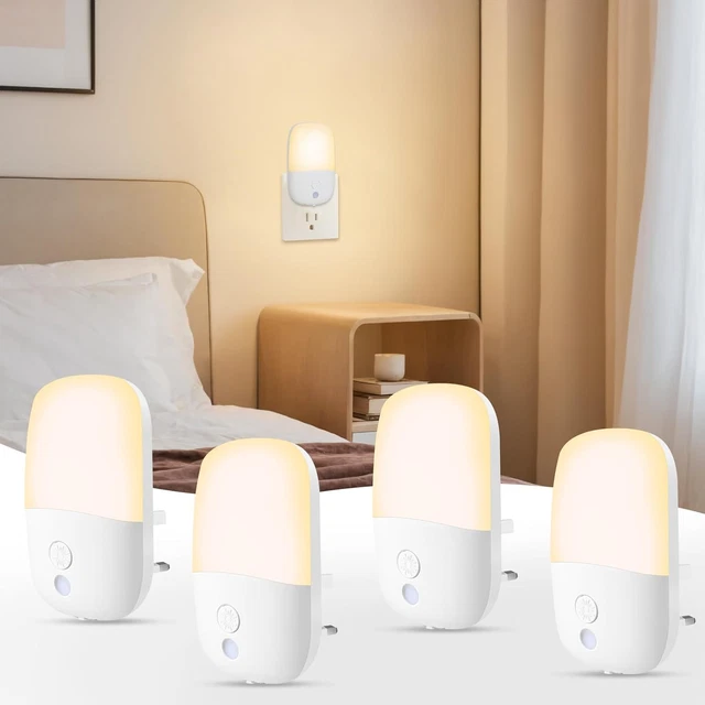 4PCS NIGHT LIGHT Plug in Wall Dusk to Dawn Photocell Sensor Dimmable ...