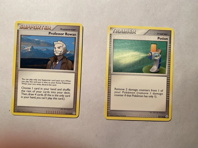 POKÉMON TCG PROFESSOR Rowan 112/130 & Potion Trainer Cards Diamond and ...