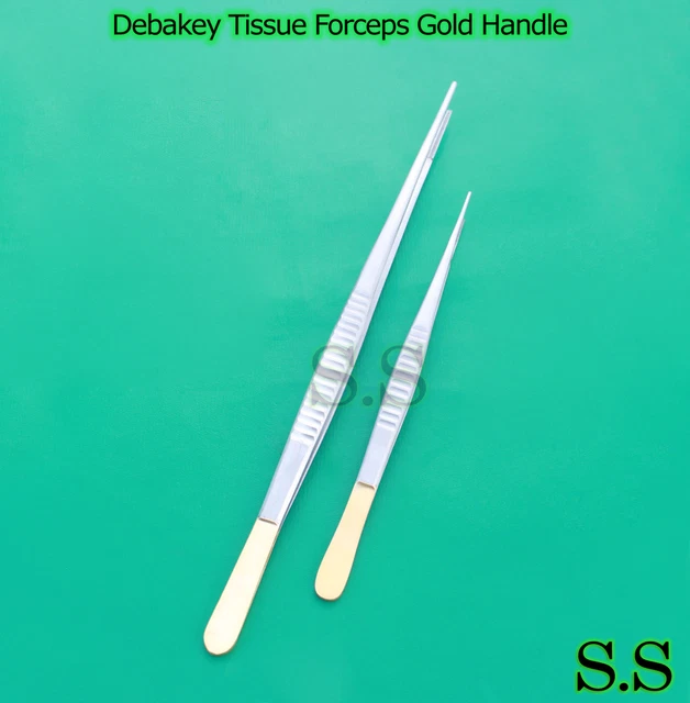 2 DEBAKEY ARTERY Atraumatic Tissue Vascular Forceps 8” & 12” With Gold ...