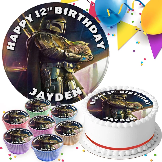 STAR WARS MANDALORIAN Birthday Personalised Edible Cake Topper ...