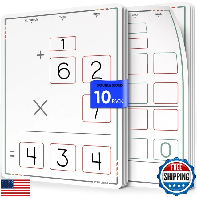 SCRIBBLEDO MULTIPLICATION MATH Practice 9”x12” Small White Board Dry ...