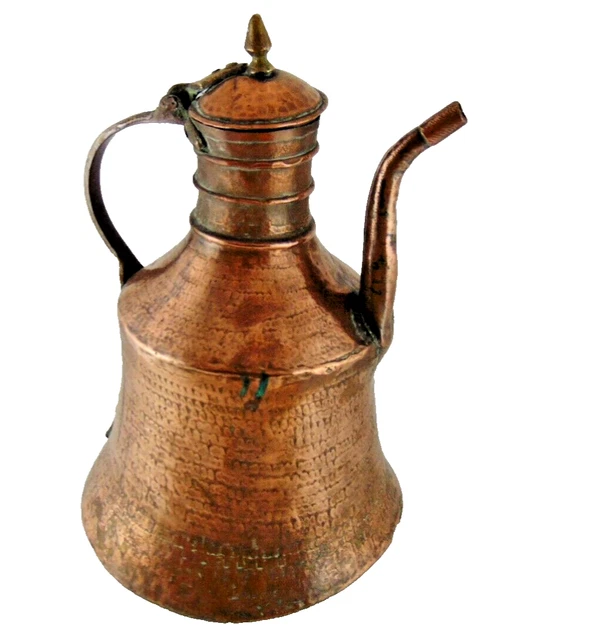 TURKISH COFFEE COPPER Water Jug Ewer Vessel Hand Hammered Antique Bell ...