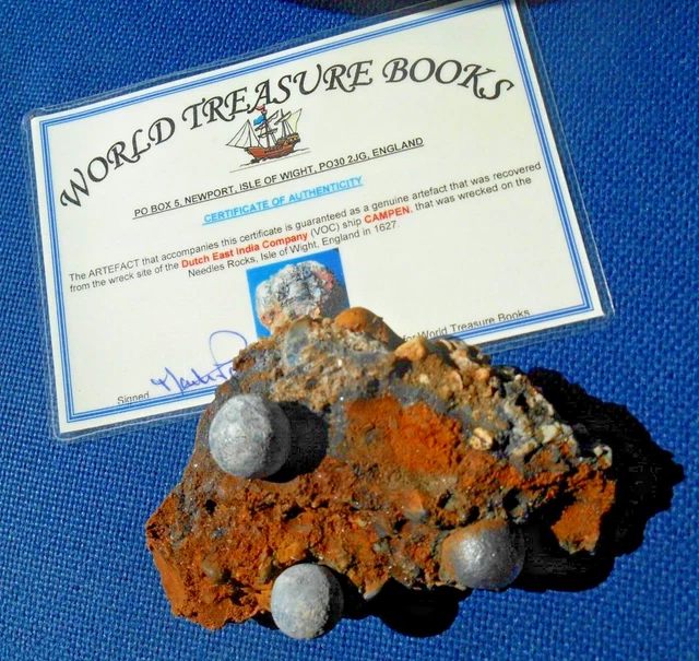 SHIPWRECK TREASURE MUSKET BALL in CRUD wreck CAMPEN COA ship DUTCH 1627 ...