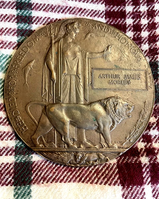 WW1 DEATH PENNY, Plaque, Widows Penny - Arthur James Morley, vgc £95.00 ...