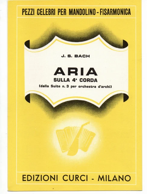 SPARTITO BACH ARIA sulla 4 corda dalla suite n. 3 per orchestra d'archi ...