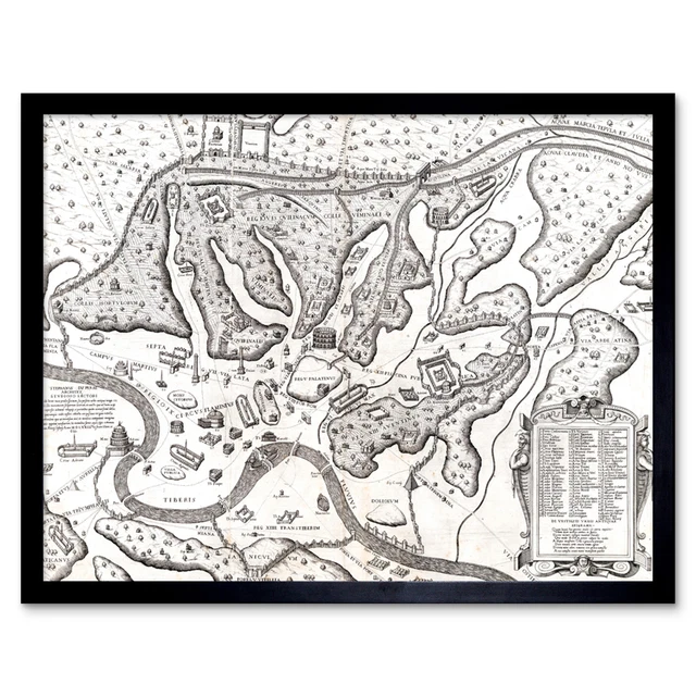 MAP DU PERAC 1573 Ancient Rome Hills City Plan Chart Wall Art Print ...