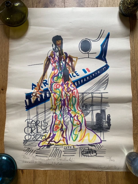 ANCIENNE AFFICHE PUBLICITAIRE AIR FRANCE PARIS ORLY Florent MARGARITIS ...