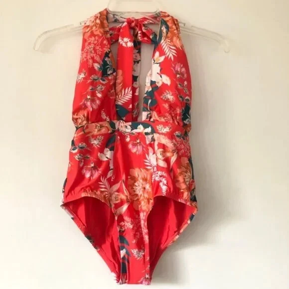 MAILLOT DE BAIN une pièce Modcloth orange floral bethany S neuf avec ...