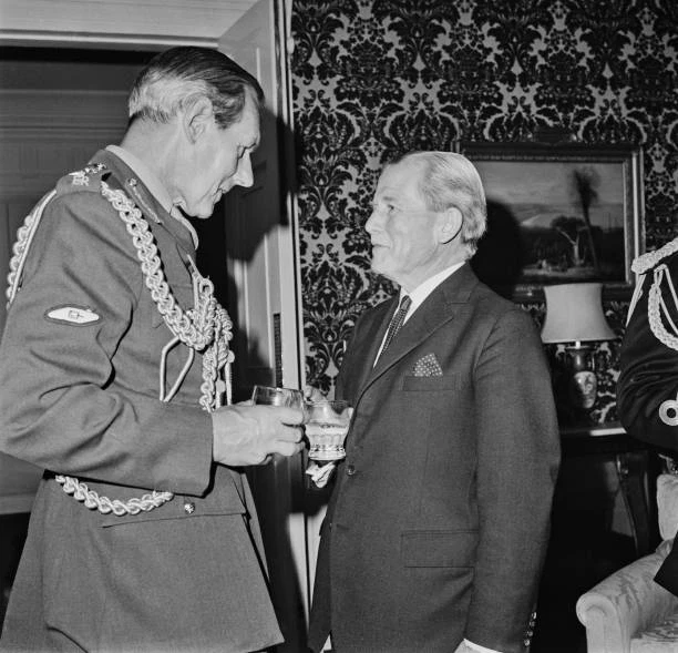 SIR MICHAEL CARVER with Lord John Harding at event celebrating OLD ...