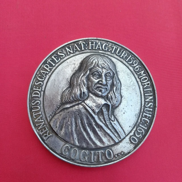 PRESSE PAPIER RENÉ DESCARTES Philosophe Médaille table Philosophie Par ...