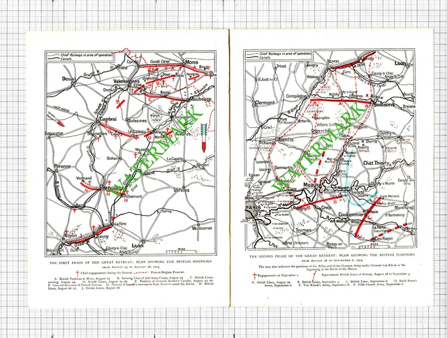 THE GREAT RETREAT Map World War One WW1 - c.1920 Pullout / Print £9.95 ...